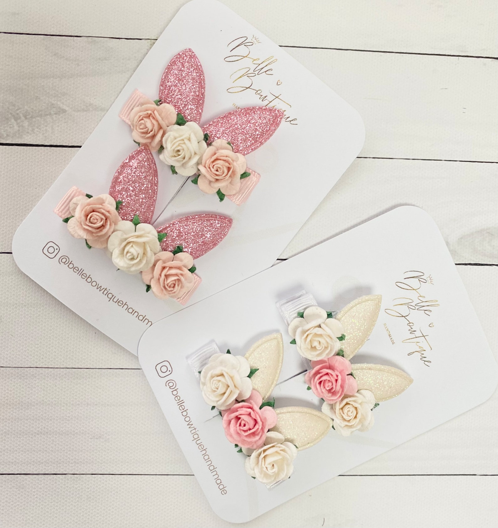 Bunny Rabbit Ears Hair Clip Pink Clip Rabbit Ear Flower - Etsy UK