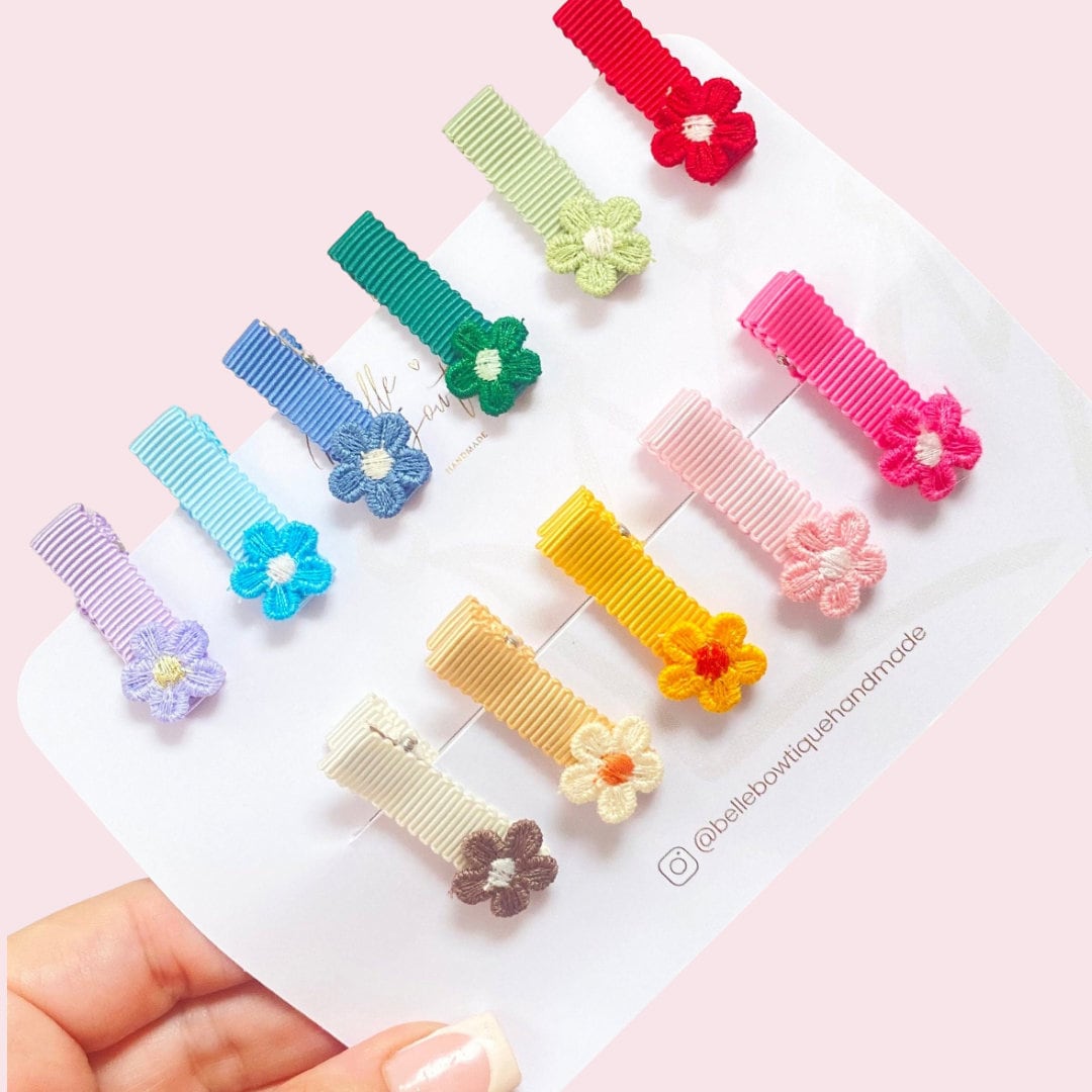 Fully Lined Ribbon Flower Fringe Clips - Toddler Clips - Baby Hair ...