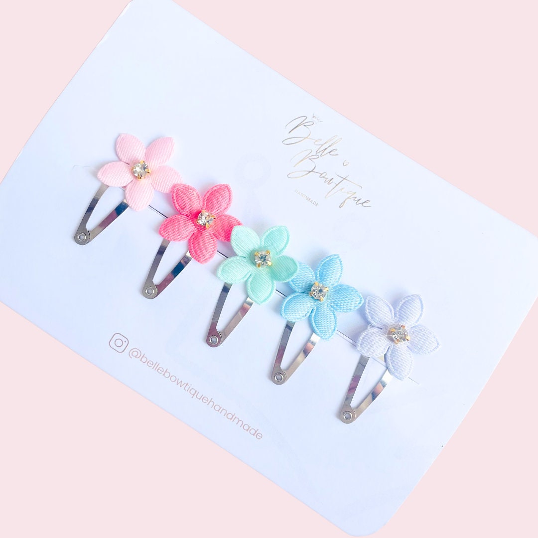 Mini Flower Snap Clips Girls Hair Fringe Clip Pack of 5 Rainbow Baby ...