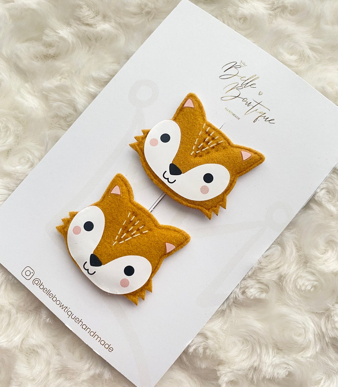 Girls Hair Clips Pair Fox Clips Pair of Clips Fox Hair Bows Girls Gift ...