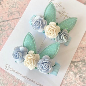 Bunny Rabbit Ears Hair Clip | Pink Clip | Rabbit Ear Flower Clips ...