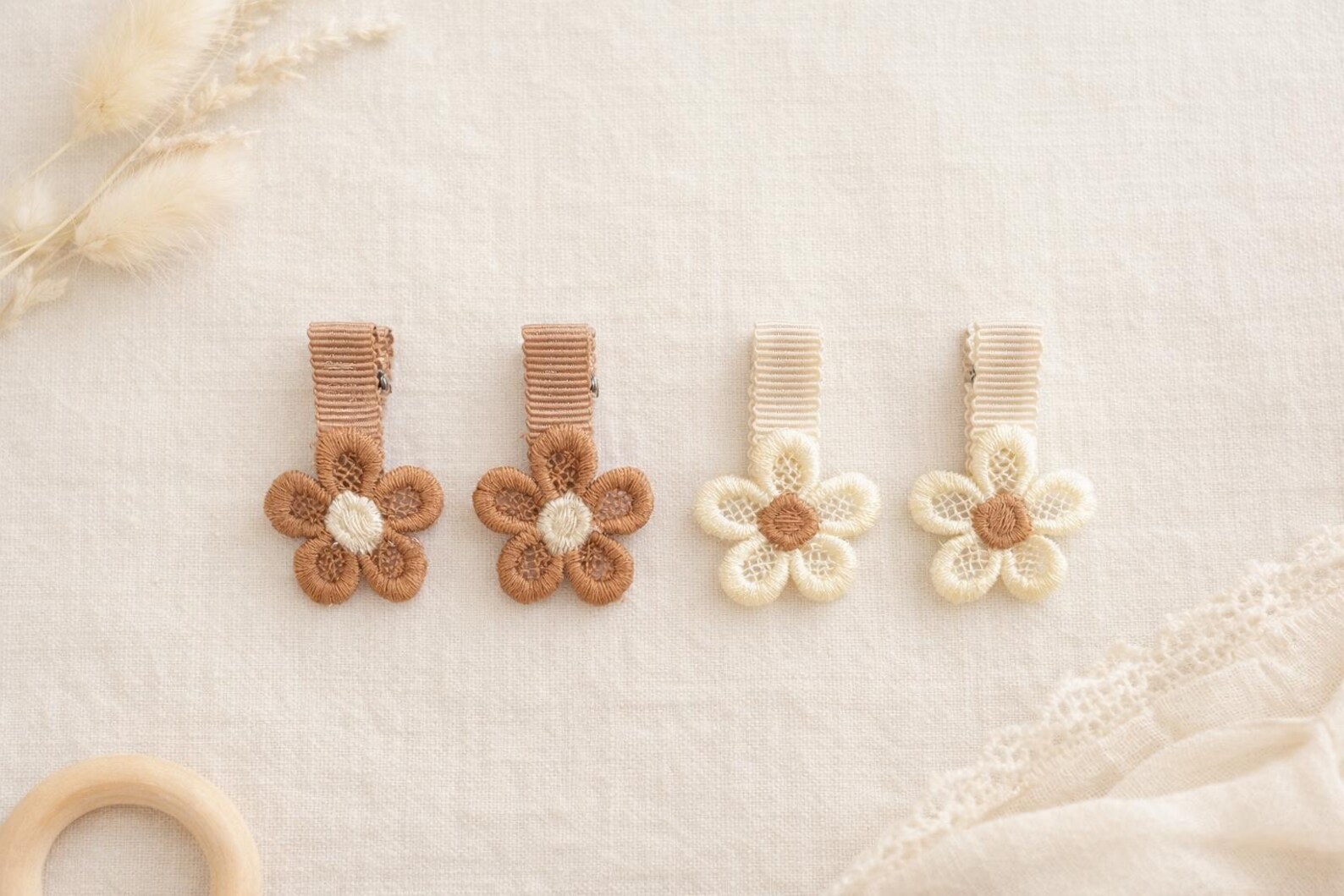Fully Lined Ribbon Flower Fringe Clips - Toddler Clips - Baby Hair ...