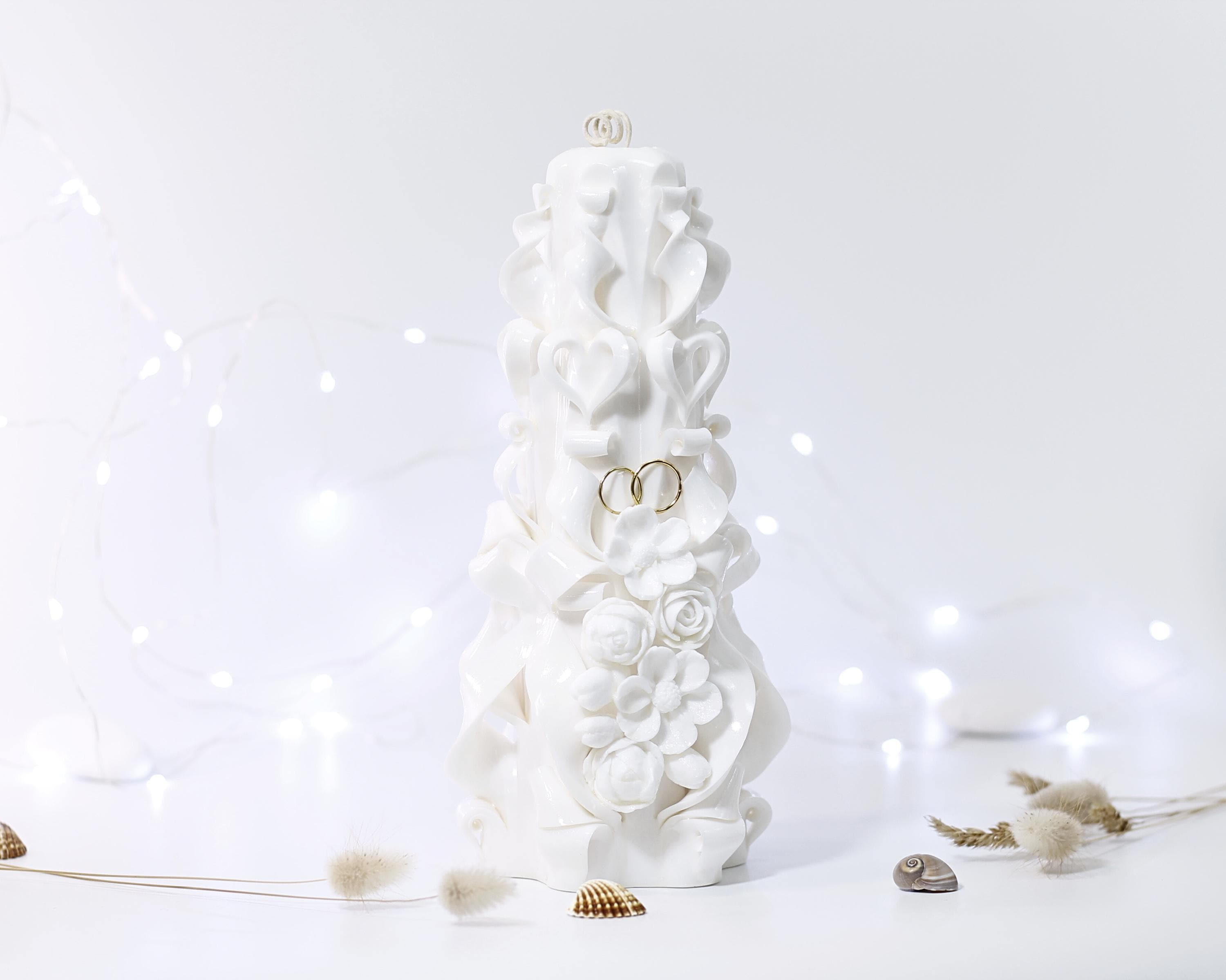 Hand-carved Wedding Unity Candle: Elegant Floral Design - Etsy