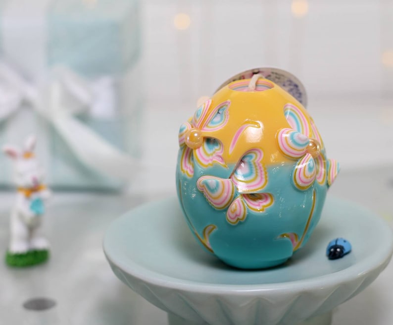 Hand Carved Candles Easter Egg Candle Easter Bunny Decor - Etsy