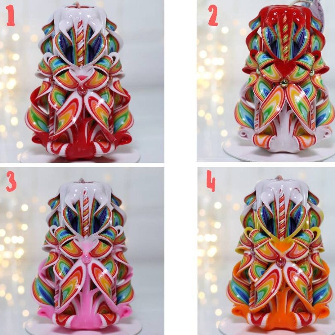 Christmas Multicolored Carved Candles Unique Gifts for the - Etsy