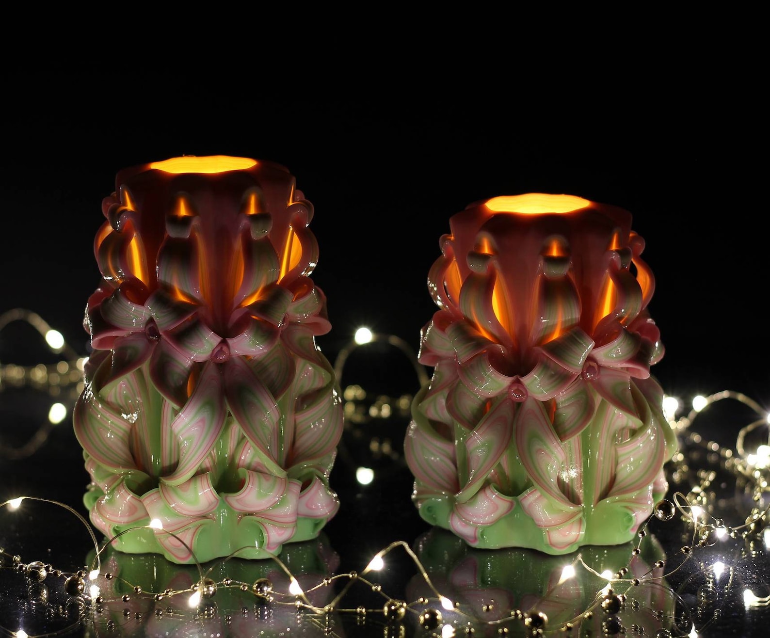 Flameless Candle LED Hand Carved Candles Night Light Home | Etsy