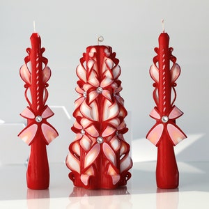 Personalized Wedding Carved Candle Set: Red & White Unity Candles - Etsy
