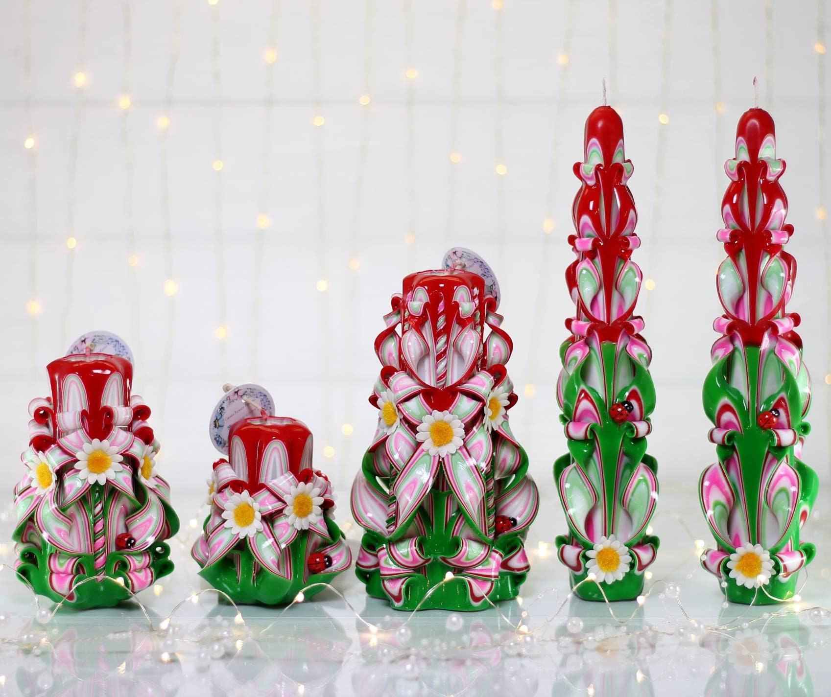 A set of 5 carved candles Easter hand carved candles Spring | Etsy