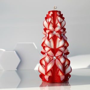 Personalized Wedding Carved Candle Set: Red & White Unity Candles - Etsy