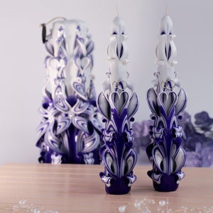 Dark Purple Unity Carved Candle - Wedding Candle Set - Etsy