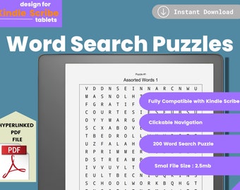 Kindle Scribe Word Search Bundle Volume 1 Games and Puzzles Clickable ...
