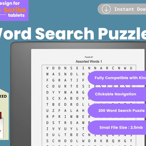 Kindle Scribe Word Search Bundle Volume 1 Games and Puzzles - Etsy