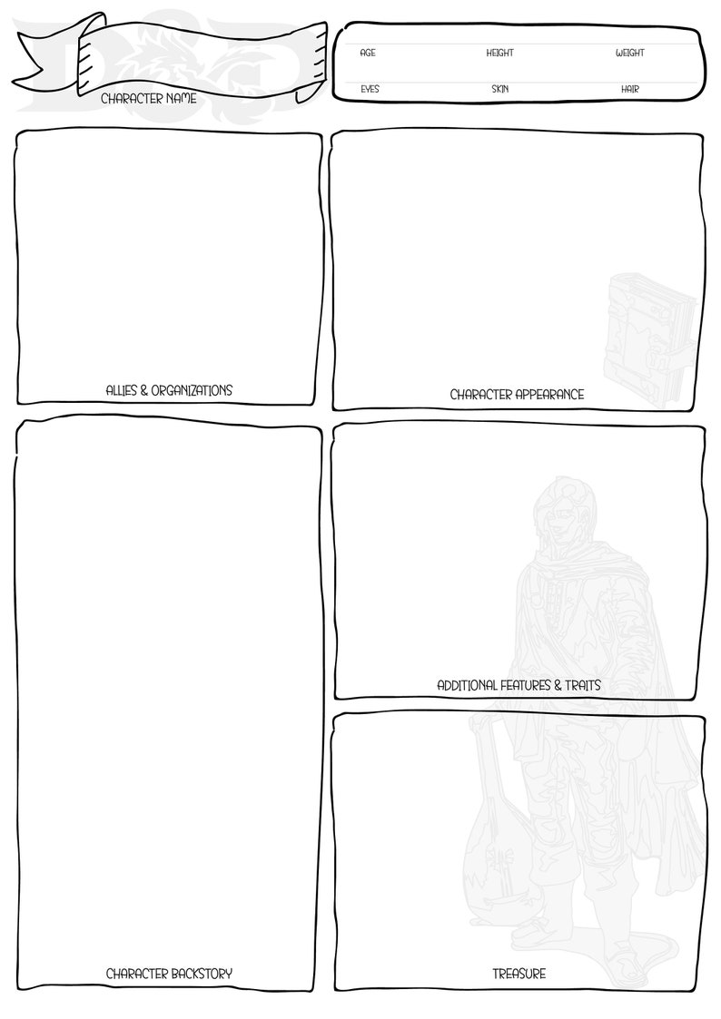 Dnd 5e Character Sheet Simple Pdf For Dungeons And Dragons 5th Edition Fillable Pdf Etsy 