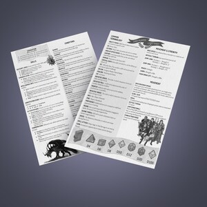 Printable Dungeons and Dragons Player Cheat Sheet: Beginners Quick ...