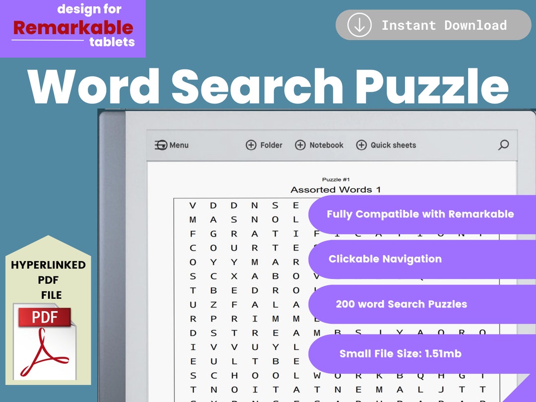 Word Search Remarkable 2 Templates, Goodnotes Template, Notability ...