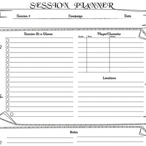 Printable Dnd Session/campaign Planner for Game Masters and Other Rpgs ...