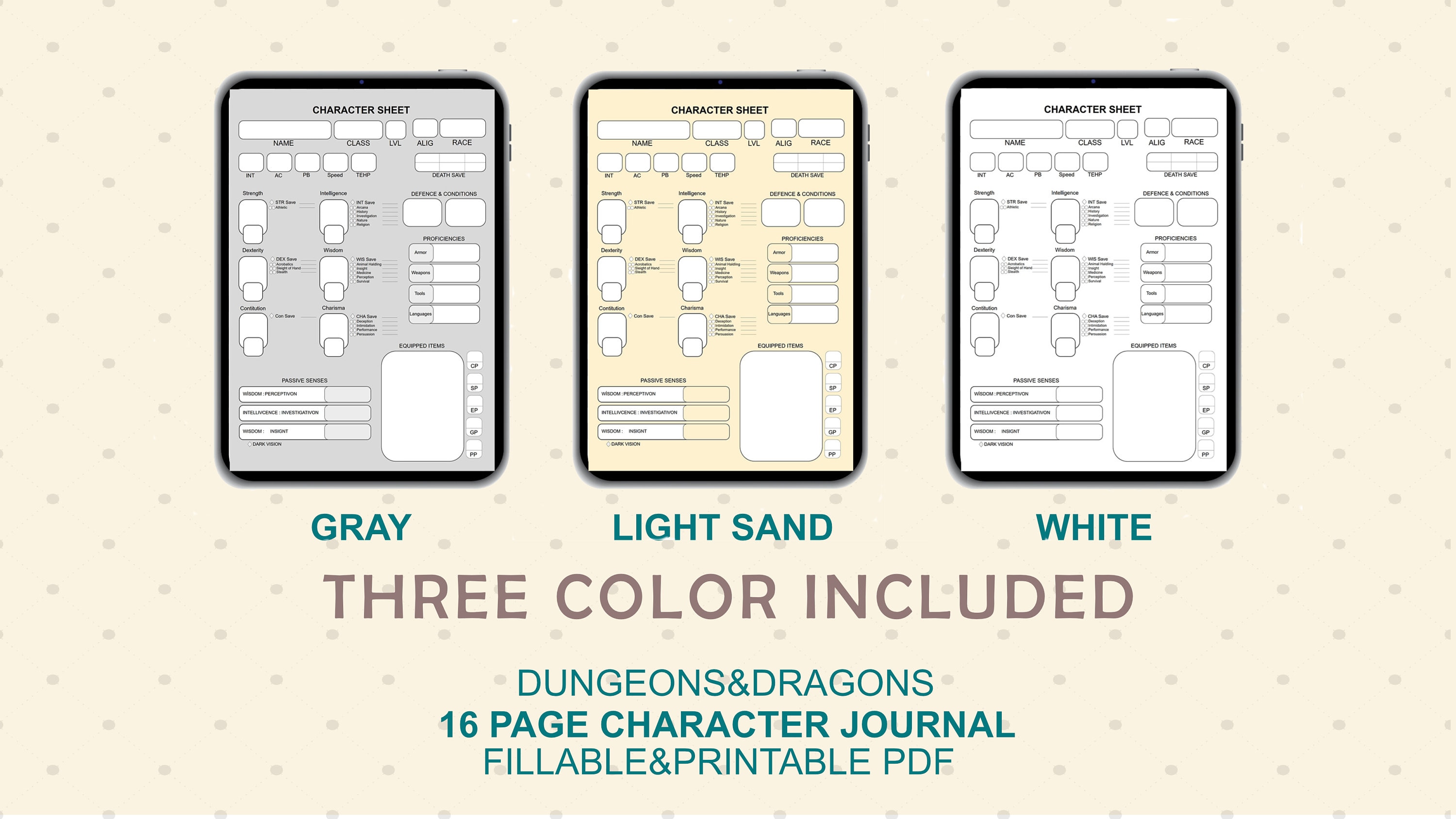 16 Page Digital D&D Character Journal With Complete Character Sheet for ...