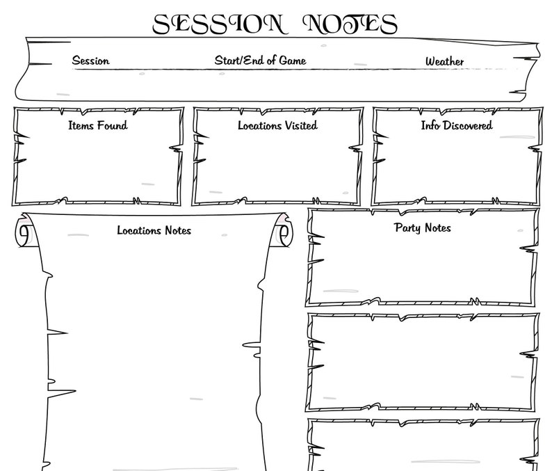Dnd Session Notes Perfect for Session Summaries Printable Dnd Session ...