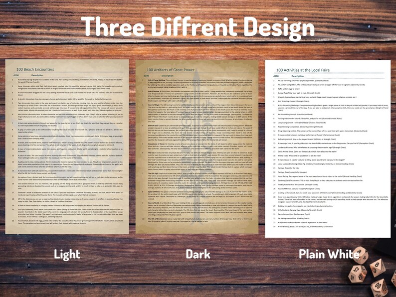 D100 Roll Chart DnD Dungeons & Dragons 5e DM Tools - Etsy France