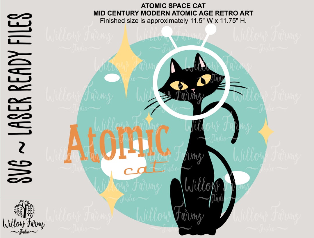 Atomic Space Cat Graphic: MCM SVG, PNG (digital Download) - Etsy