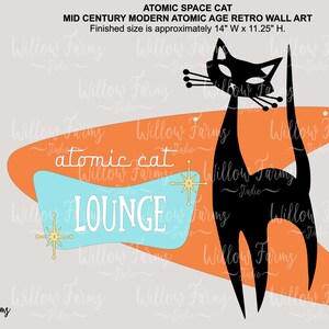 Atomic Cat Lounge Sign: Mid-century Modern Decor (SVG/PDF) - Etsy