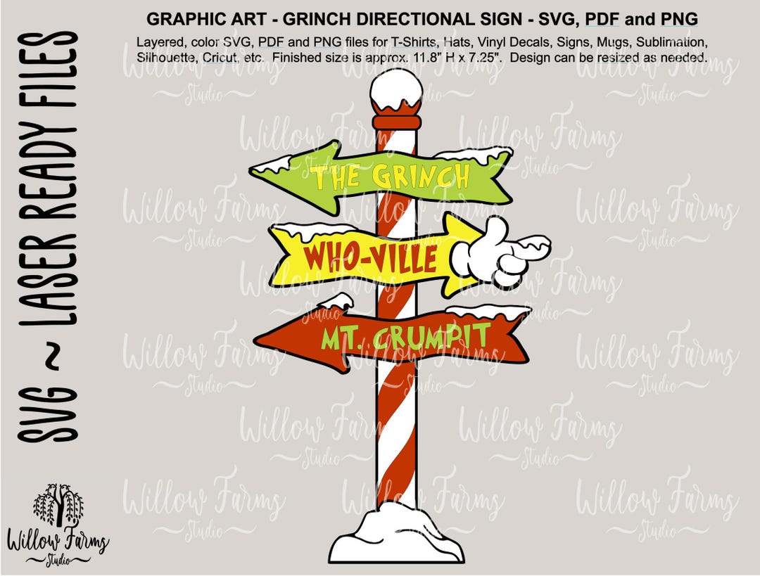 Christmas Directional Sign SVG: Grinch, Who-ville, Mt. Crumpit (digital ...