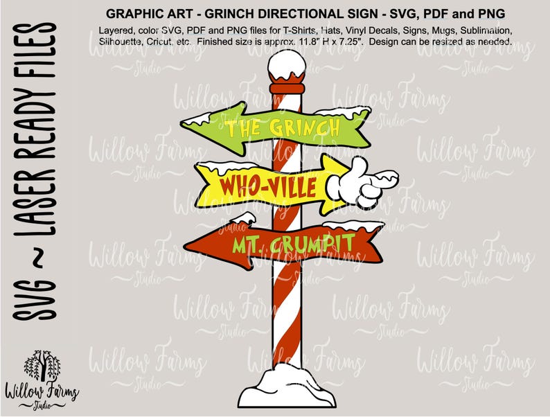 Christmas Directional Sign SVG: Grinch, Who-ville, Mt. Crumpit (digital ...