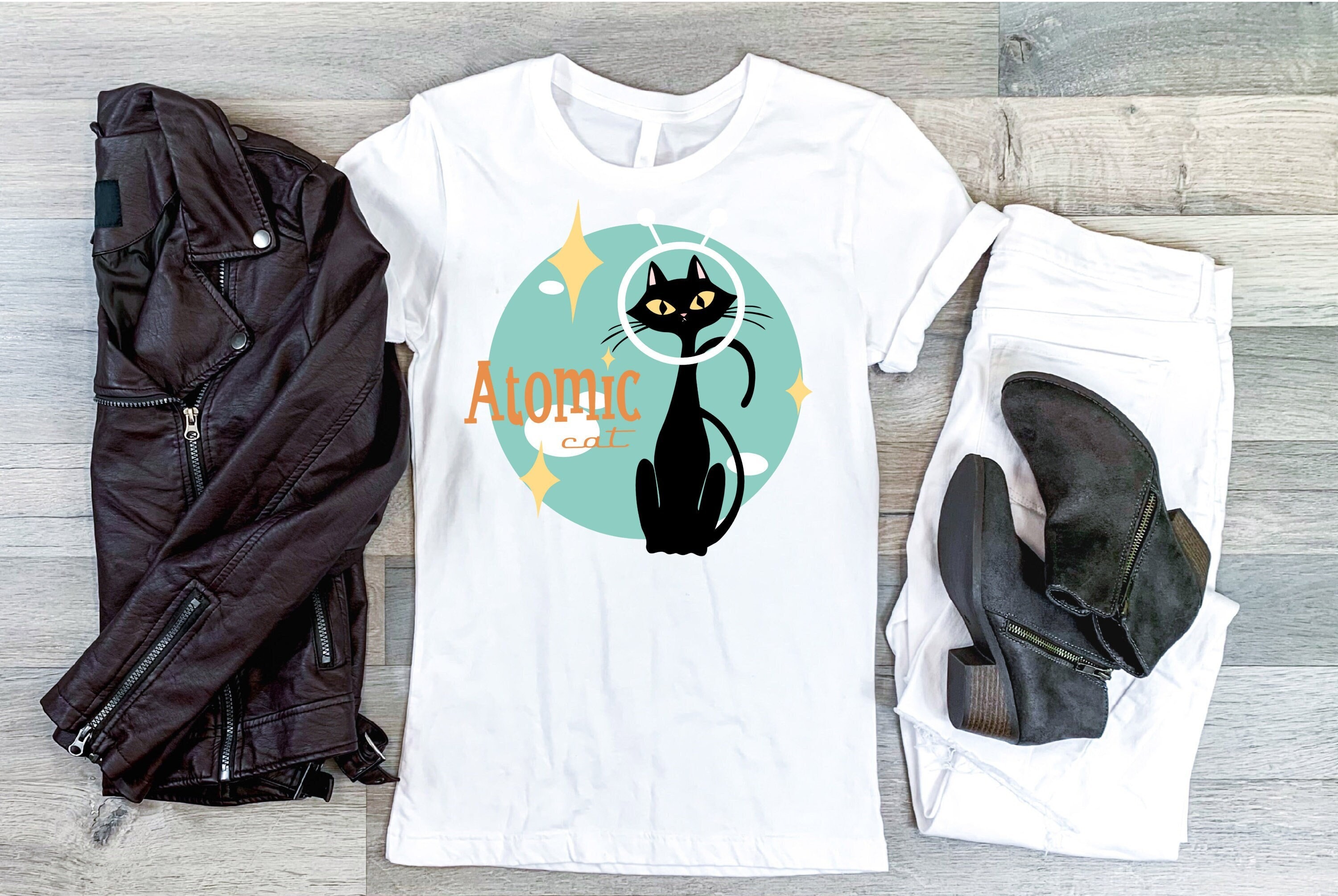 Atomic Space Cat Graphic: MCM SVG, PNG (digital Download) - Etsy