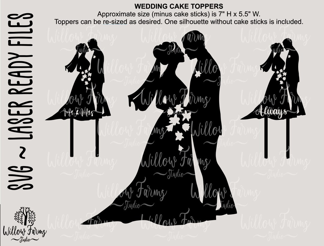 Wedding Cake Topper Bride and Groom Always Mr and Mrs Decor Metal Art ...