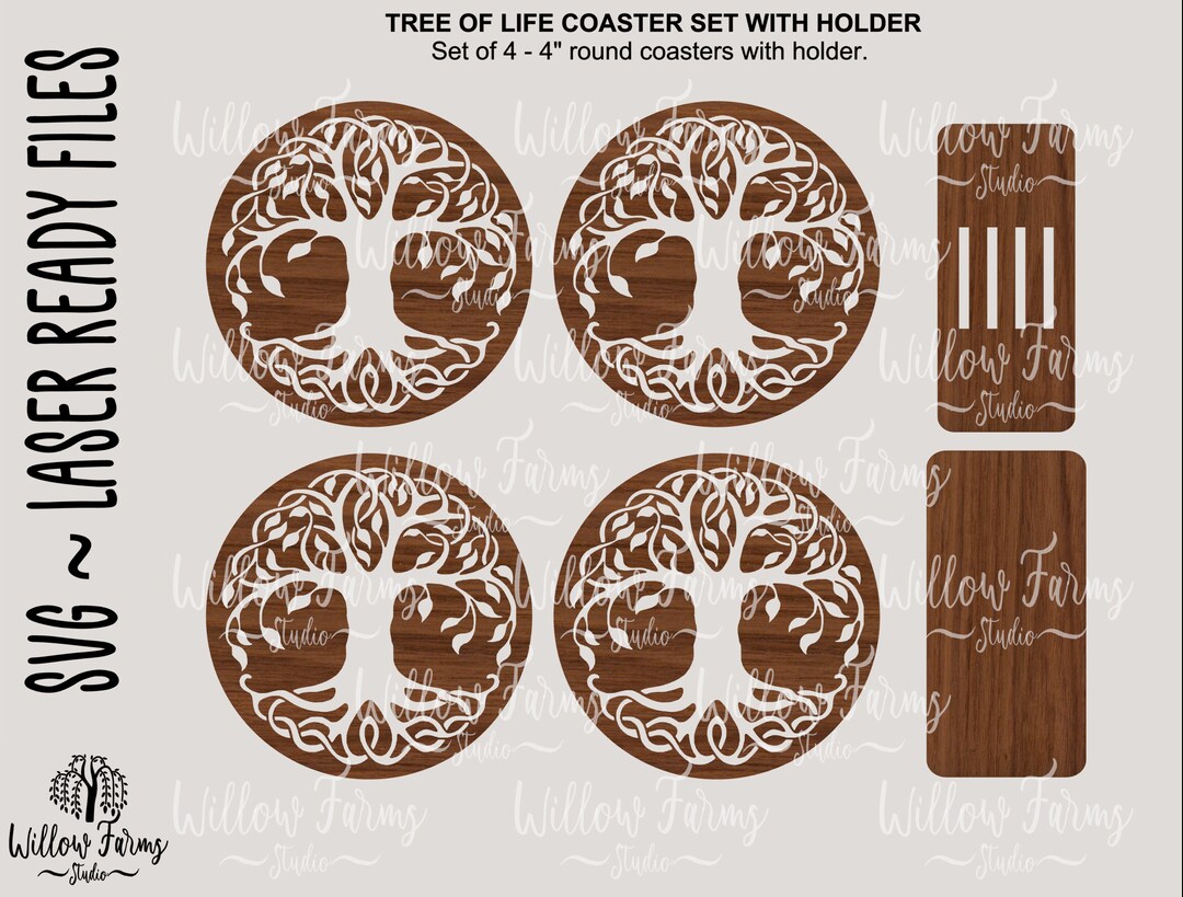 Tree of Life Coasters SVG With Stand or Wall Decor SVG CNC Laser Ready ...