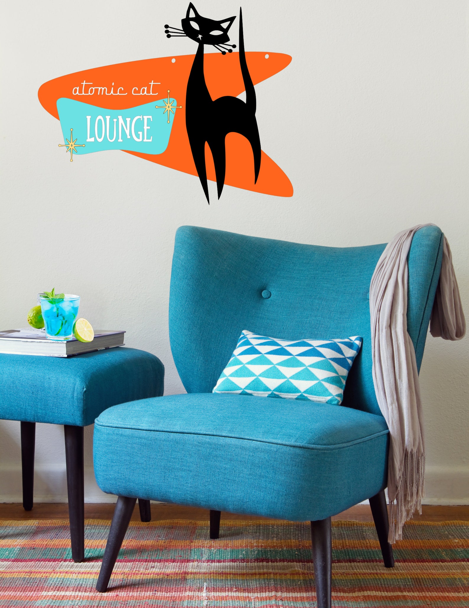Atomic Cat Lounge Sign: Mid-century Modern Decor (SVG/PDF) - Etsy