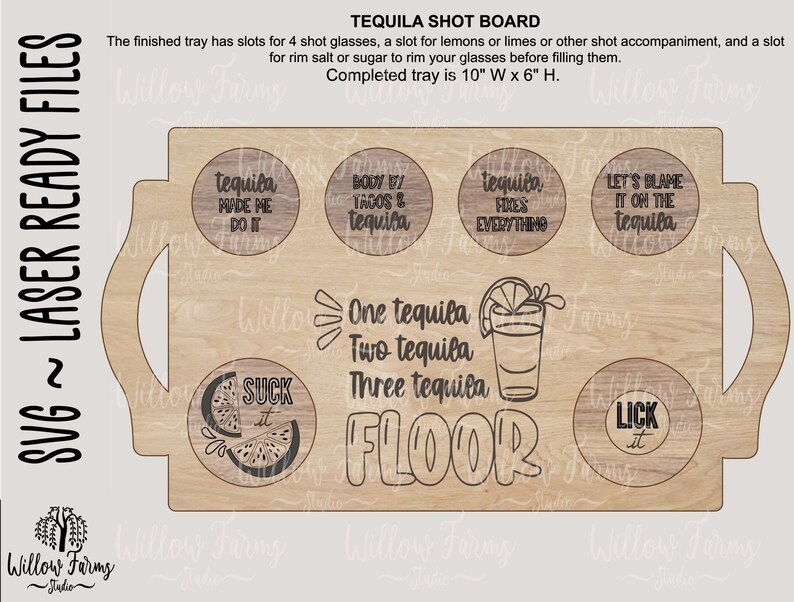 Tequila Shot Tray SVG: Tasting Party Laser Cut File (digital Download ...