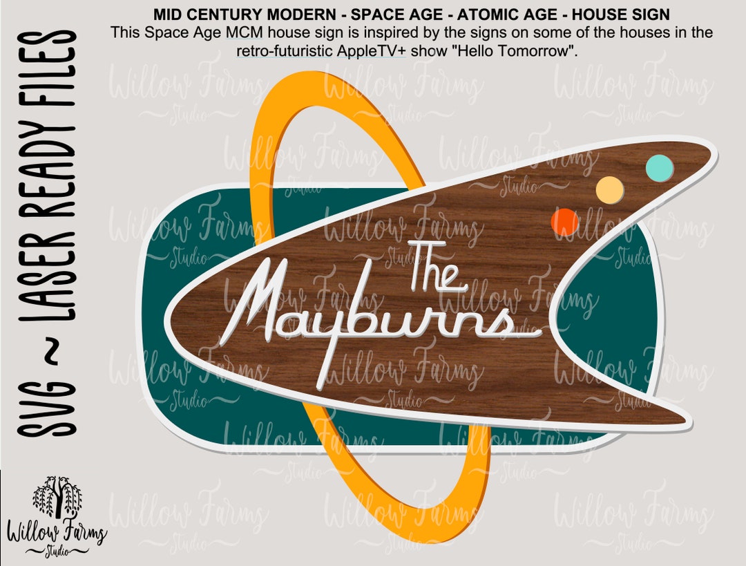 Mid-century Modern House Sign: Atomic Space Age Decor (SVG, PDF) - Etsy