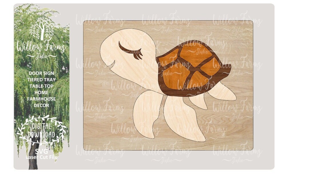 Childs Puzzle Customizable SVG Sea Turtle Children's Wood Puzzle CNC ...