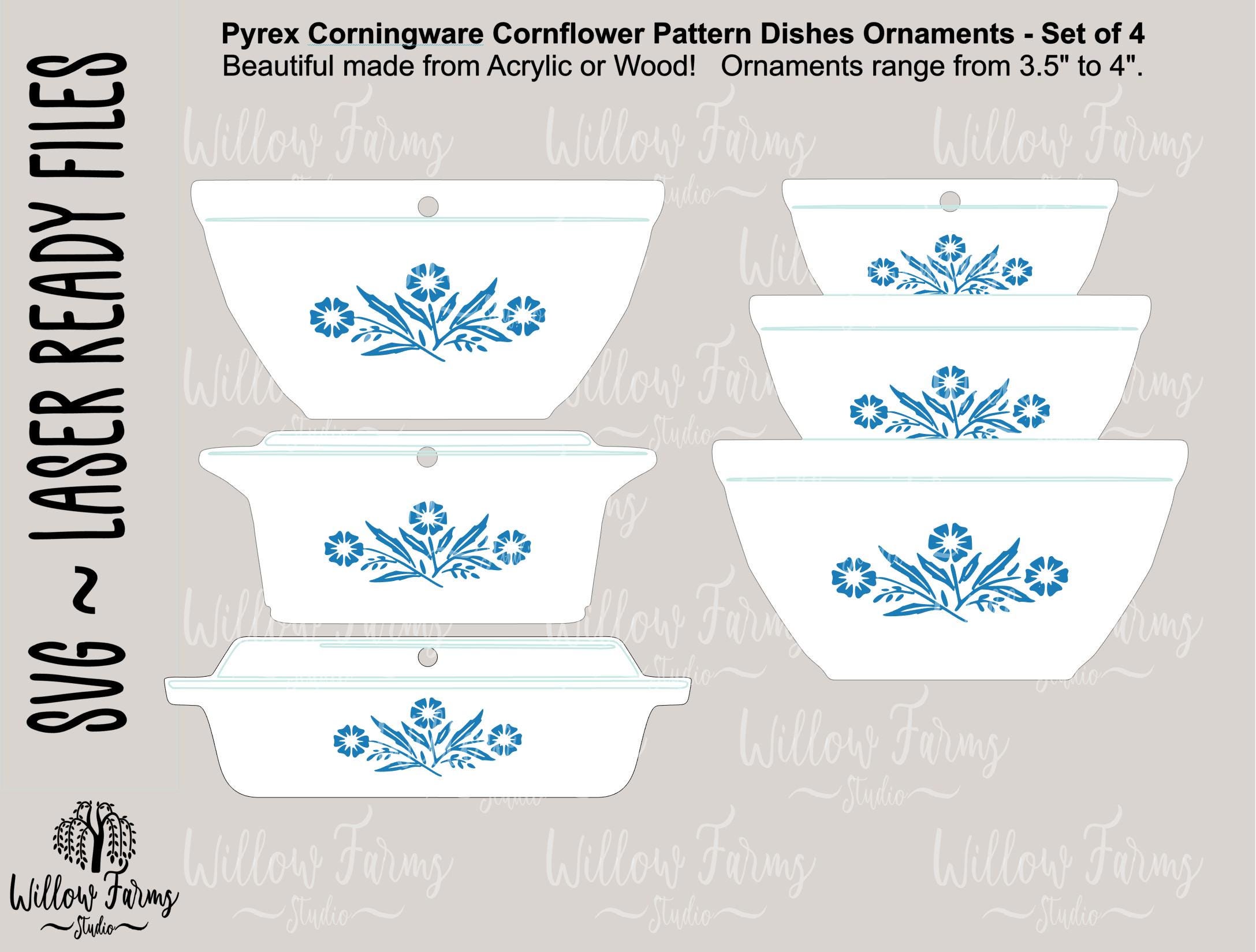 Cornflower Corningware Pyrex Inspired Ornament SVG Bundle: Retro ...