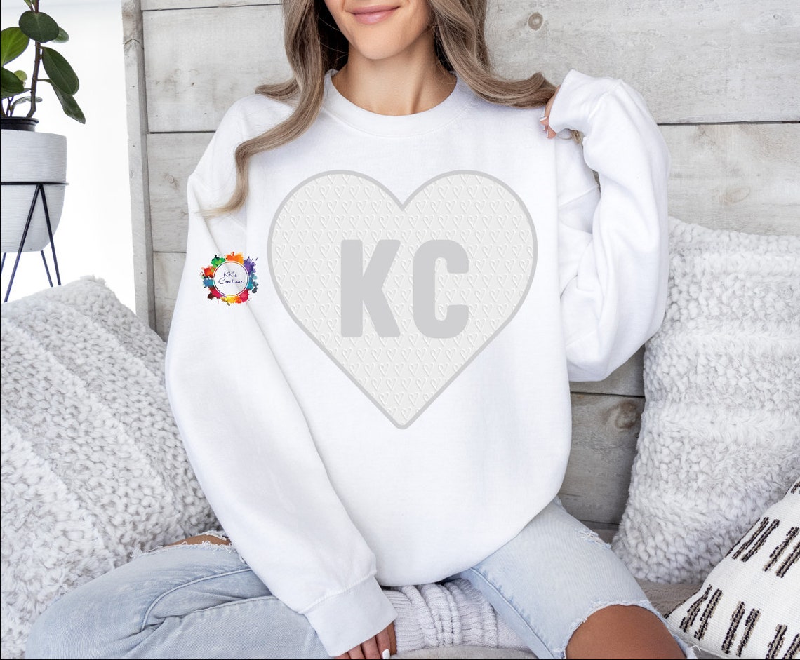 Kc-white-faux Embossed Heart-valentines Day-png-dtf-kansas City - Etsy
