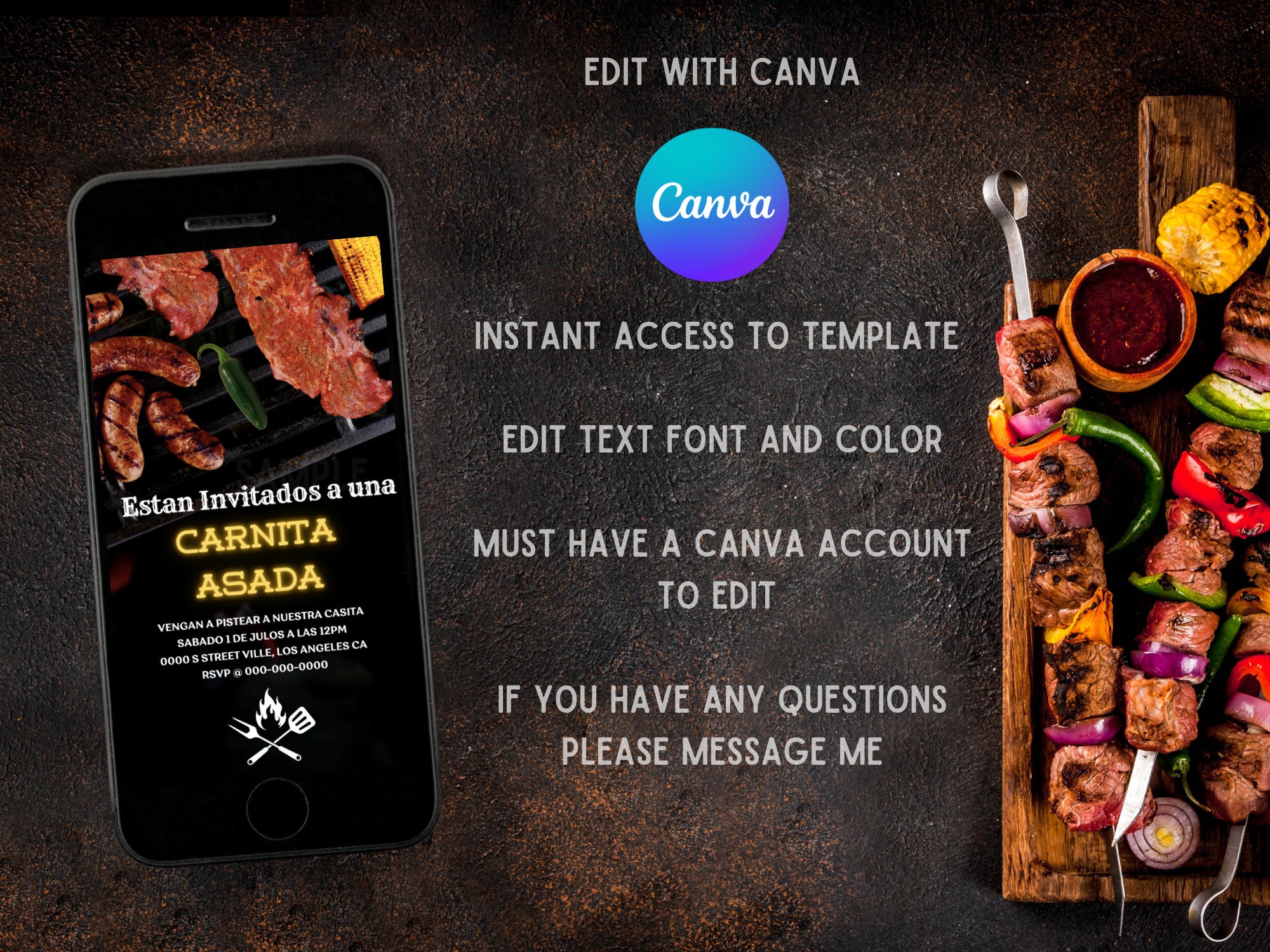 Carne Asada Invitation, Invitation Para Carne Asada, Carnita Asada ...
