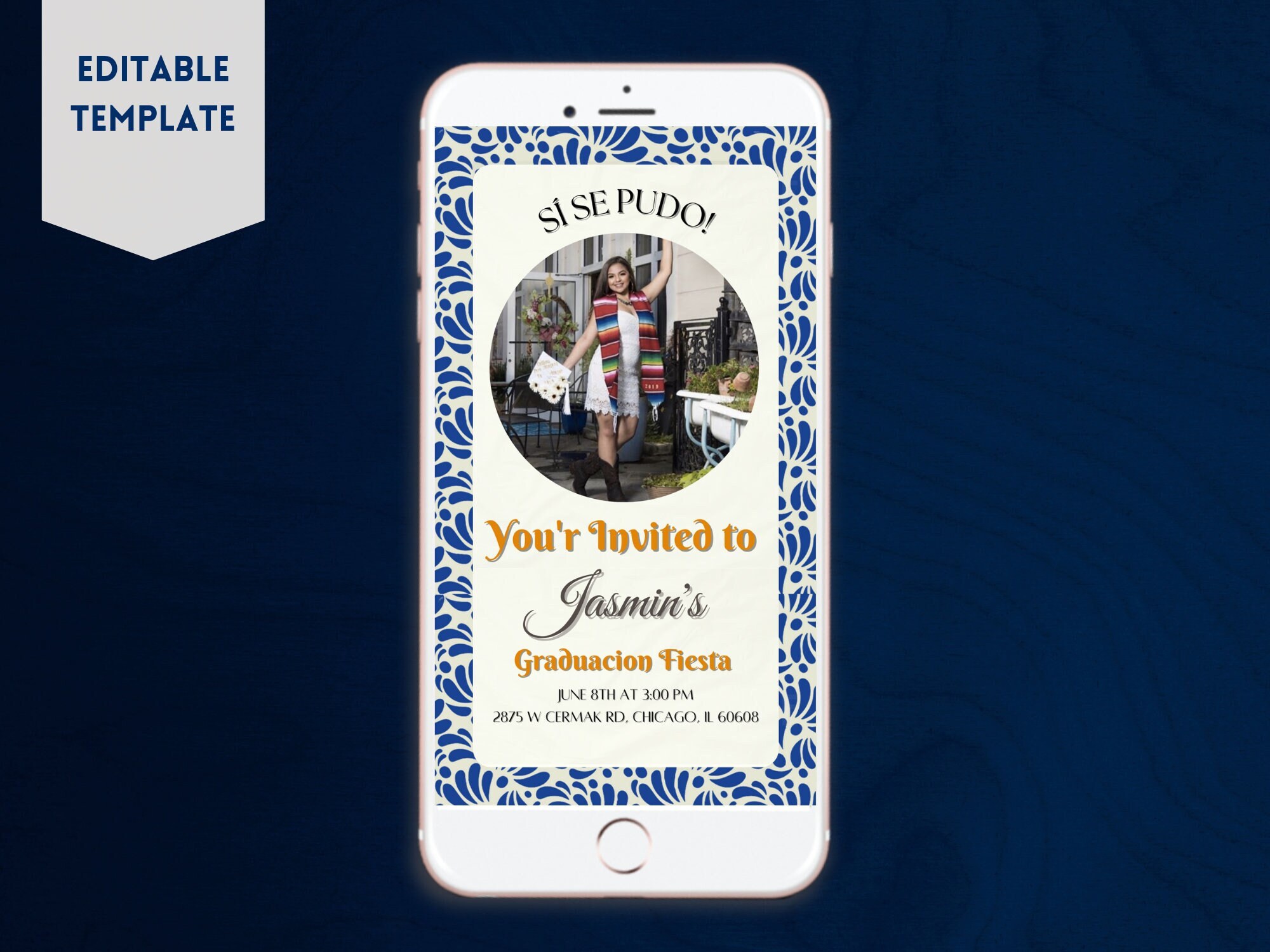 Mexican Theme Graduation Invitation, Talavera Birthday Si Se Pudo ...