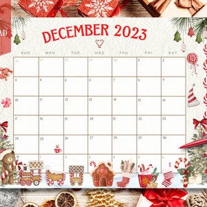 Candy Cane Calendar 2023, Christmas Calendar 2023, Winter Calendar 2023 ...