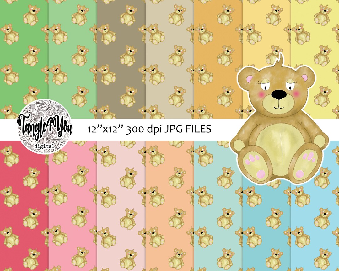 Teddy Bear Digital Paper, JPG File, Instant Download, Scrapbook - Etsy