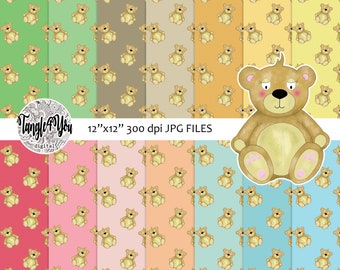 Digital Paper Printable Clipart Teddy Bear Scrapbooking Digital Paper ...