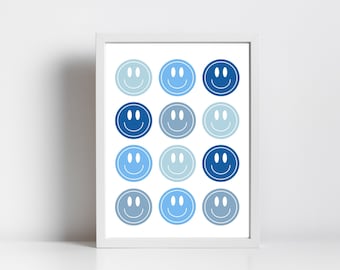 Smiley Face Wall Decor, Groovy Decor, Smiley Face Printable, Digital ...
