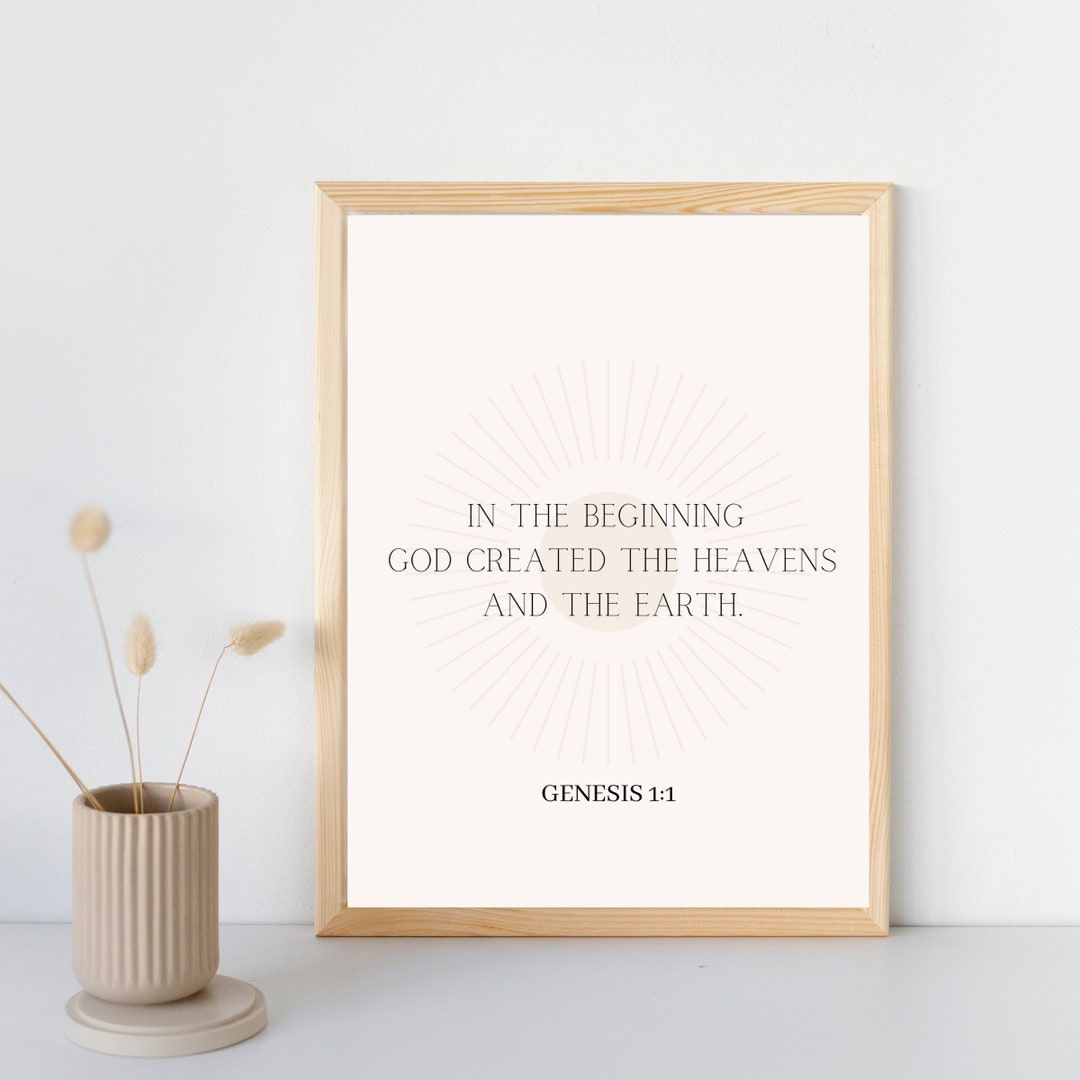 Genesis 1:1, Printable Bible Verse Wall Art, Christian Gift, Scripture ...