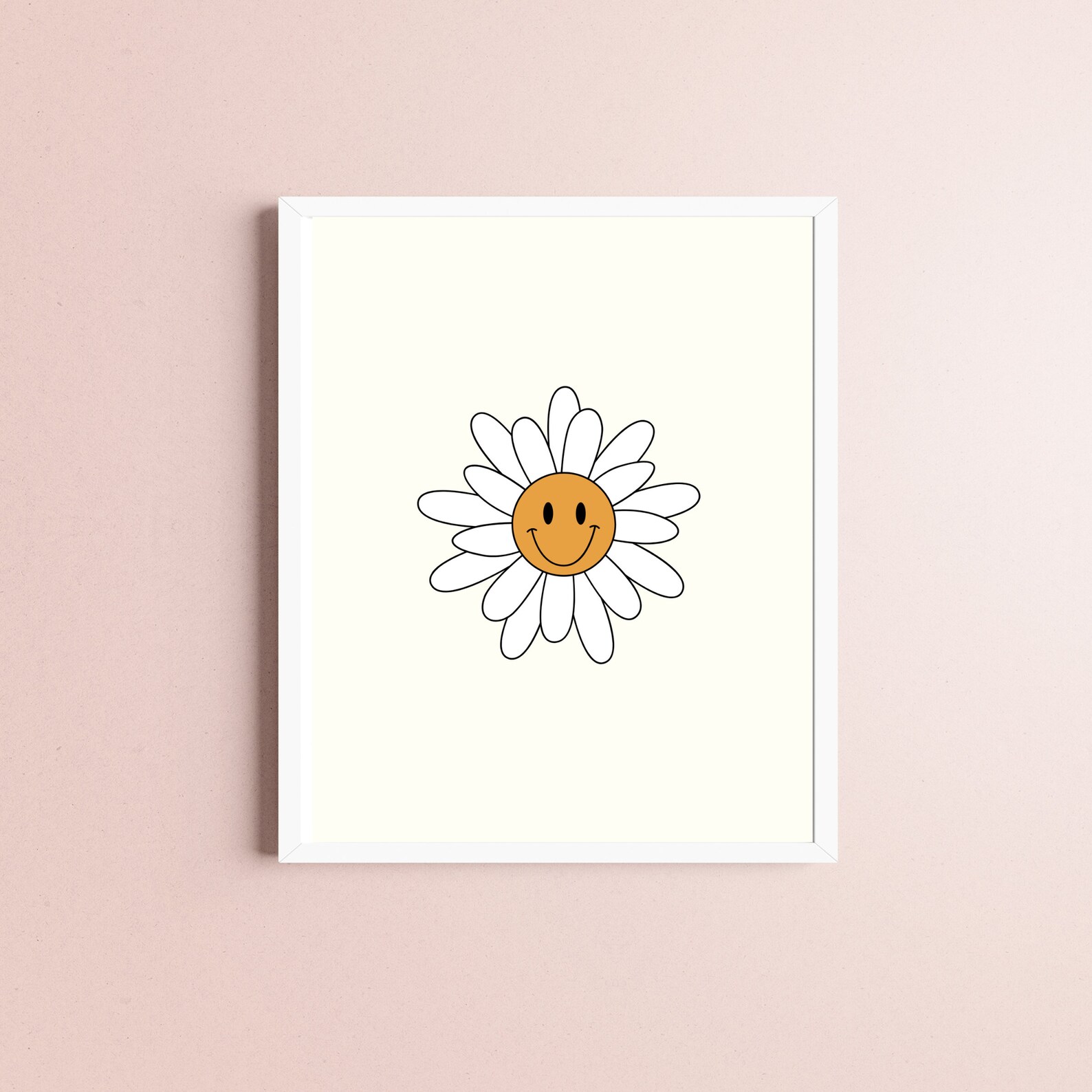 Happy Daisy, Trendy Smiley Face Print, Digital Download, Happy Face ...