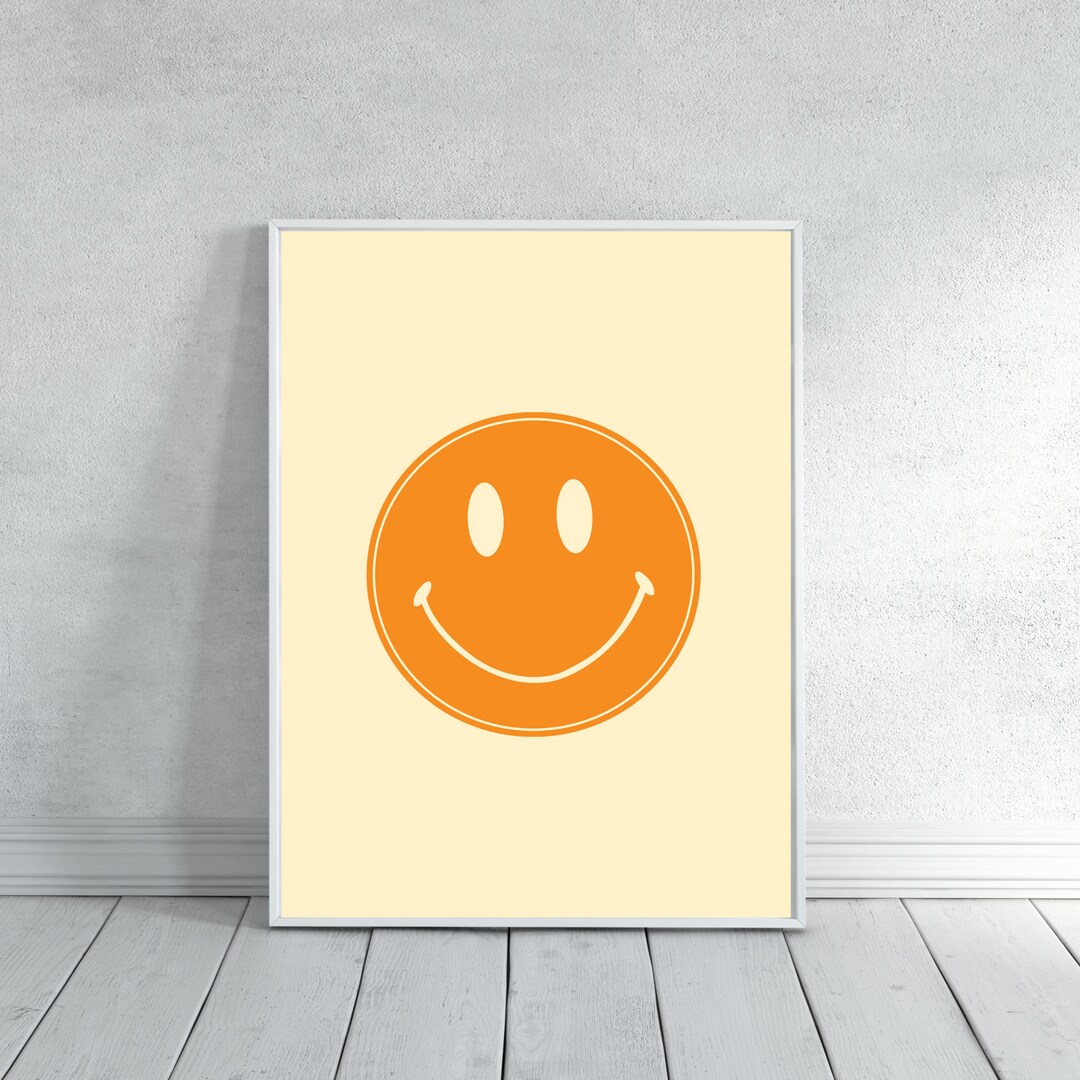 Groovy Smiley Face Print, Trendy Wall Art, Trendy Prints, Smiley Face ...