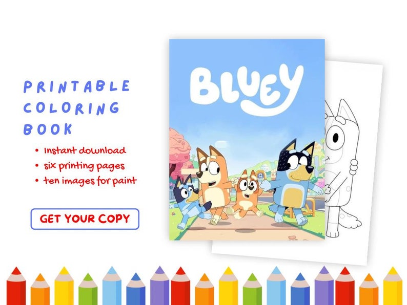 Bluey Coloring Book - Etsy