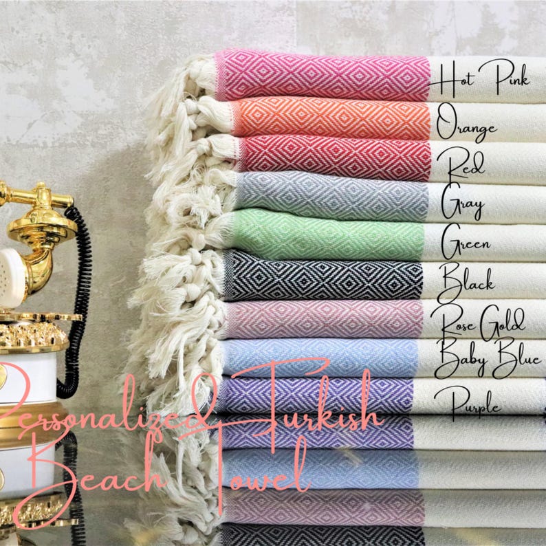 Personalized Turkish Cotton Towel, Embroidered Gift for Her - Etsy