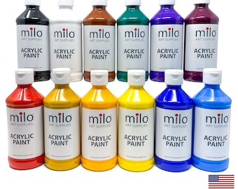 Milo Tempera Paint Set of 8 Colors 16 Oz Bottles Made in | Etsy