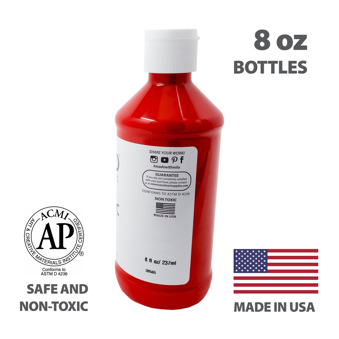 Milo Acrylic Paint Set of 12 Colors 8 Oz Bottles Made in | Etsy