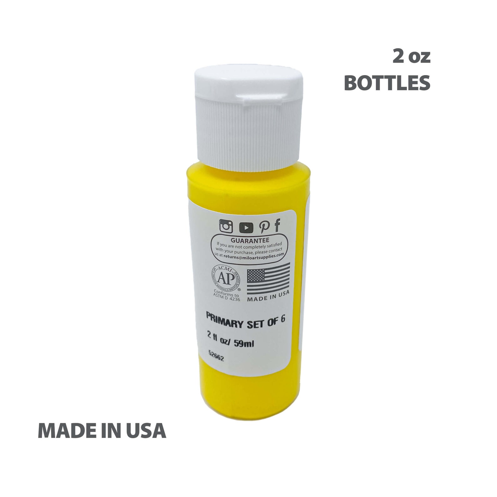 Milo Acrylic Paint Set of 6 Colors 2 Oz Bottles Made in - Etsy